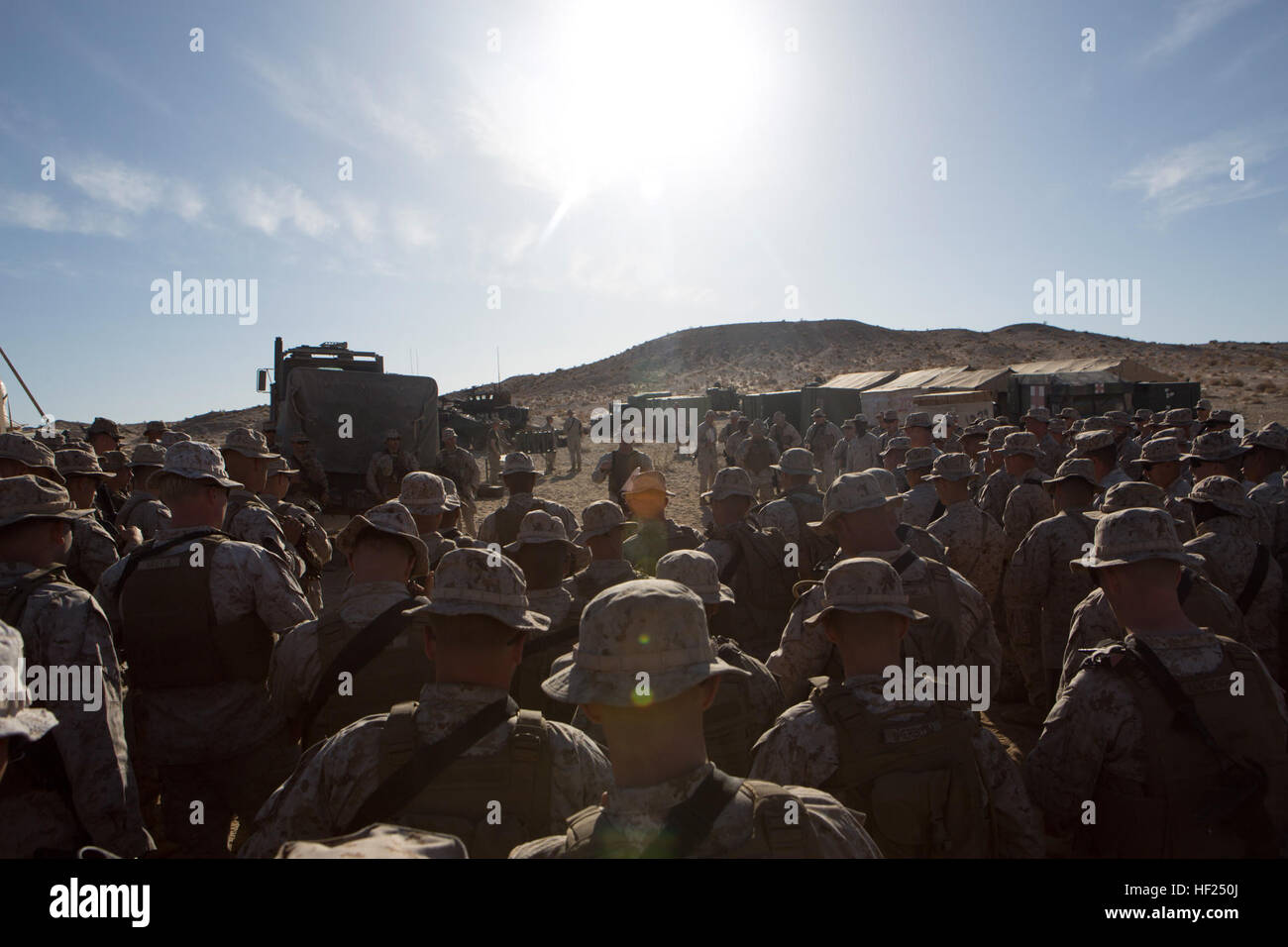 U.S. Marine Gunnery Sgt. Mathew Bywater gives Marines with 1st Marine ...