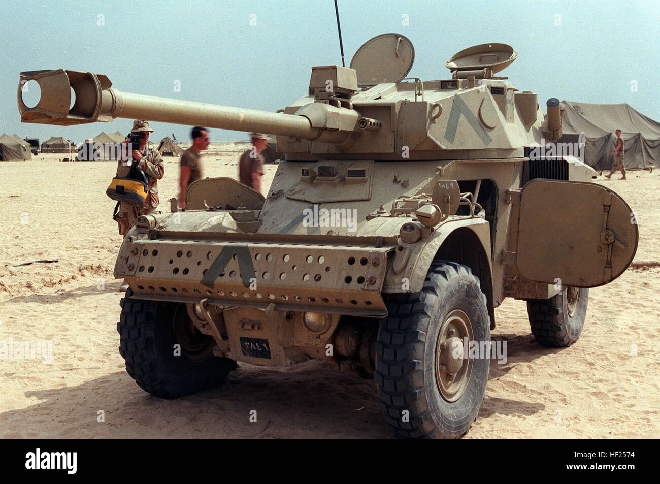 A left front view of an Iraqi AML-90- light armored car that was ...