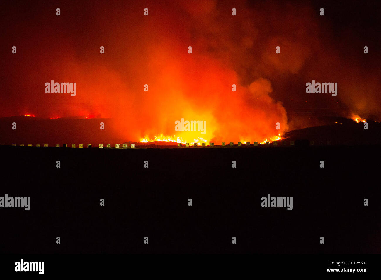 Fire can be seen at U.S. Marine Corps Base (MCB) Camp Pendleton, Calif ...