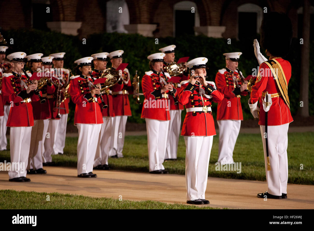 Members of the U.S. Marine Corps Band perform during the Evening Parade ...