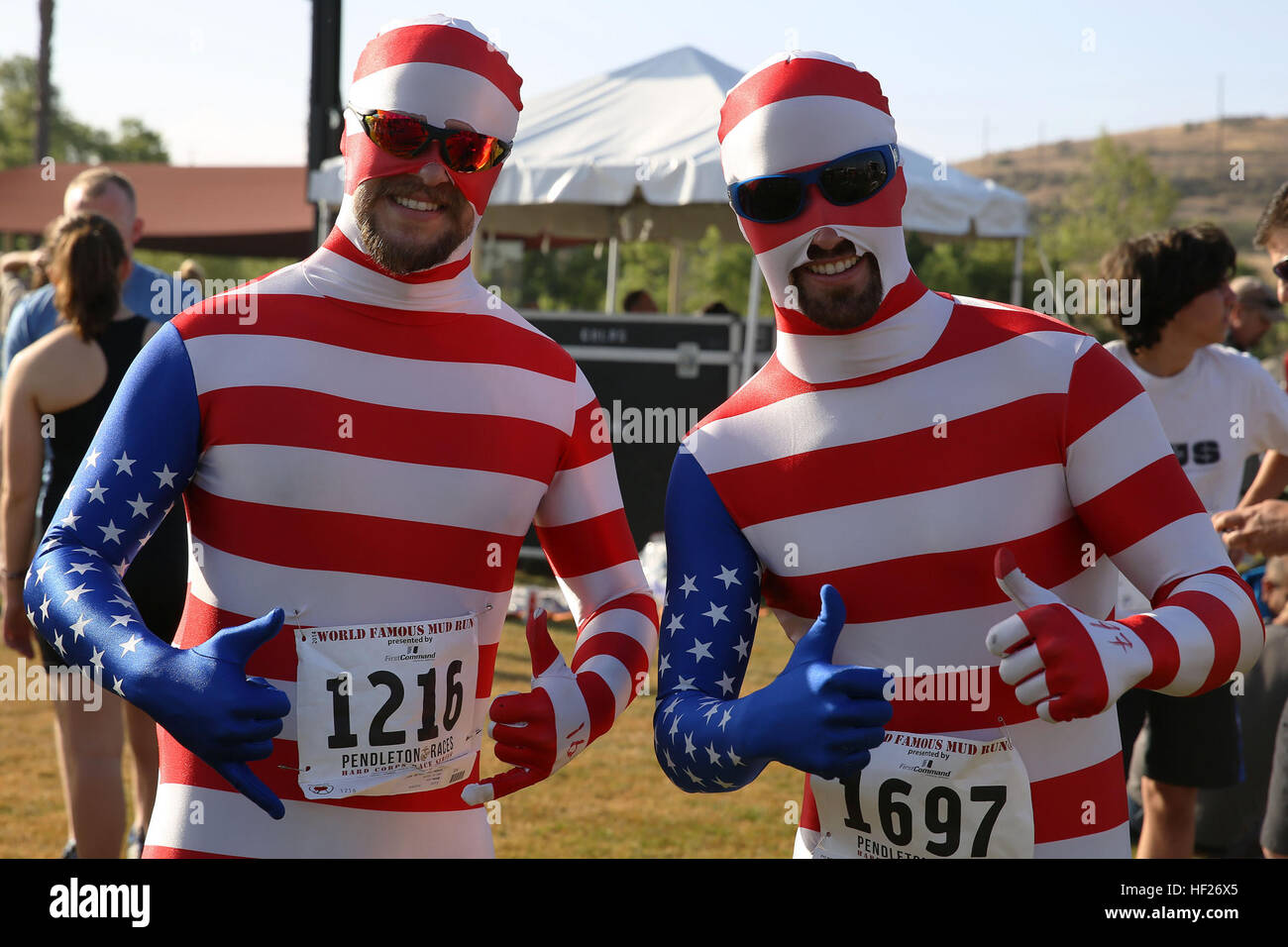 Participants show off their patriotic costumes before the start of the ...