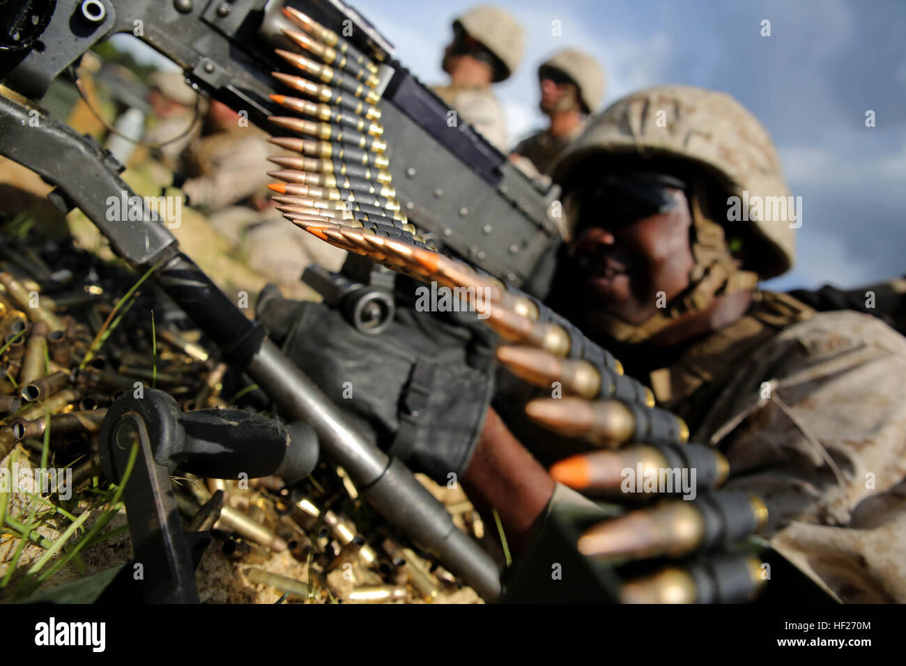 U.S. Marine Corps Pvt. James Jamison, a machine gunner with the 1st ...