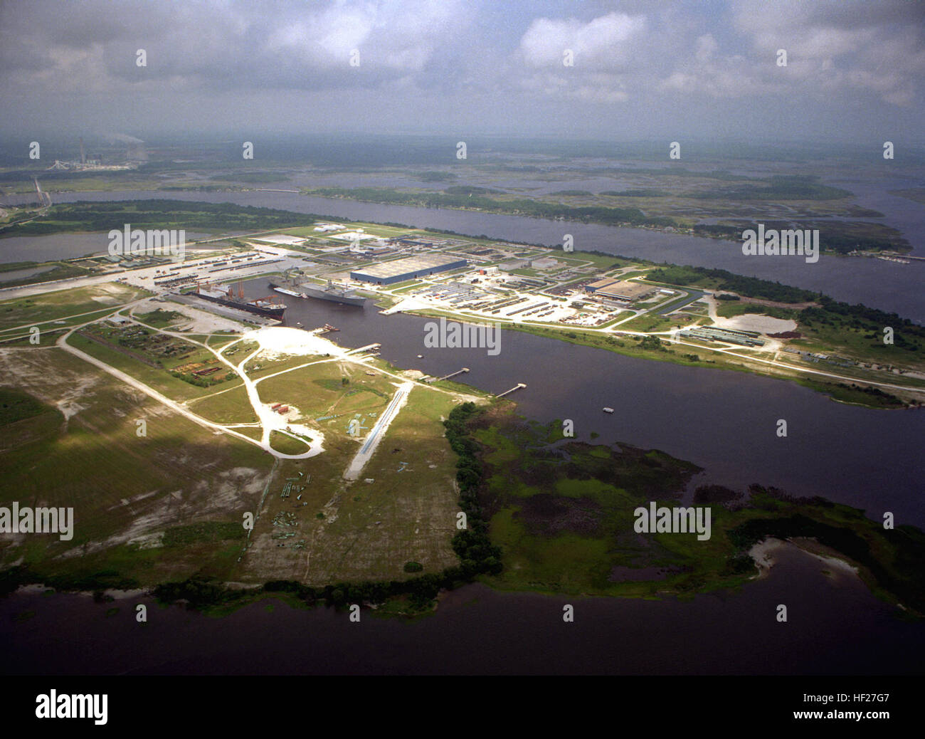 High oblique, facing south showing the Blount Island Command, a USMC ...