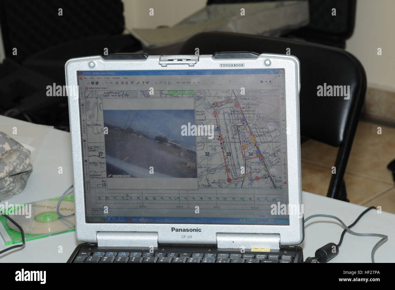 The Automated Route Reconnaissance Kit (ARRK) laptop renders a road ...