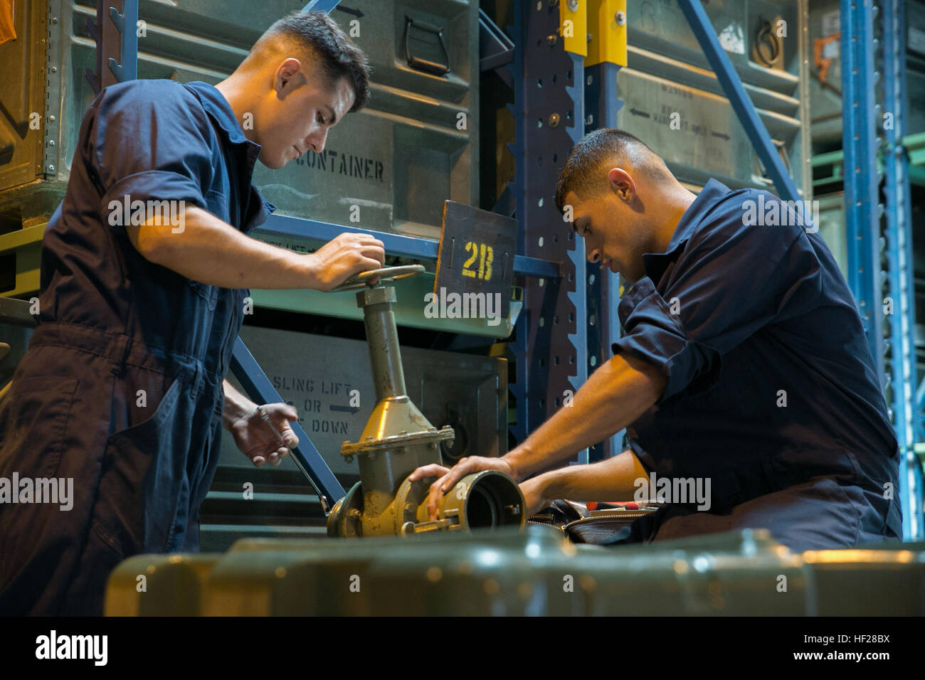 Lance Cpls. Isaih Alamillo, left, and Jonathan A. Ramos double-check a ...