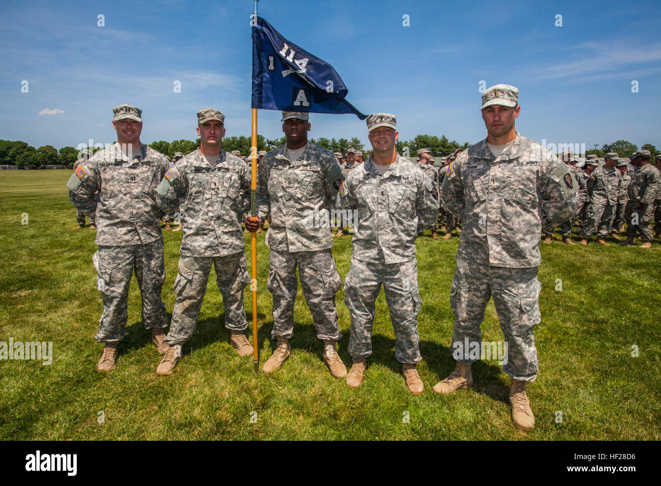 Capt. Mark Tallmadge Jr., left, commander, A Company, 1-114th Infantry ...