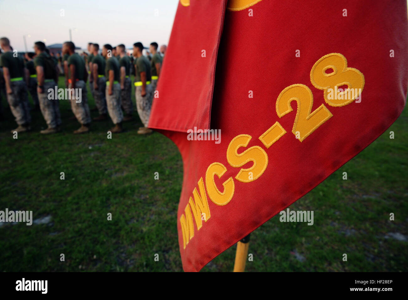 Marines with Marine Wing Communications Squadron 28 form for a ...