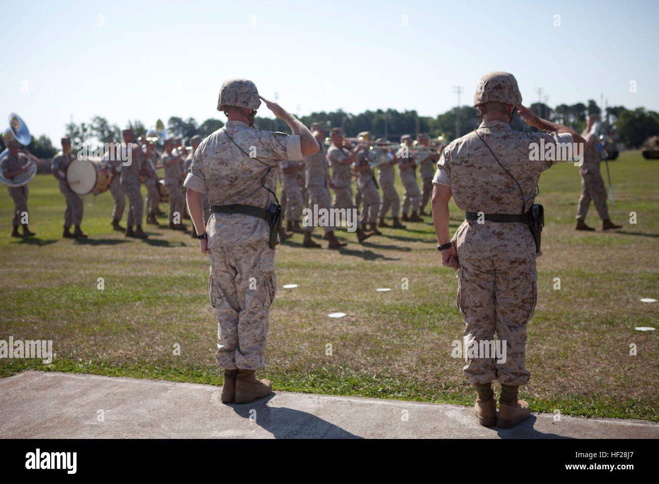 U.S. Marine Corps Lt. Col. Jon M. Lauder, left, outgoing battalion ...