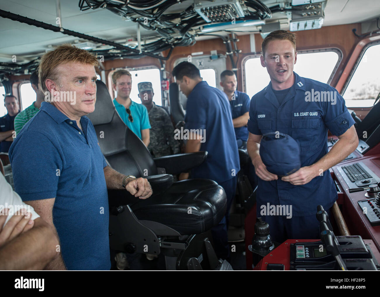 U.S. Coast Guard personnel demonstrate navigational systems on Cutter ...