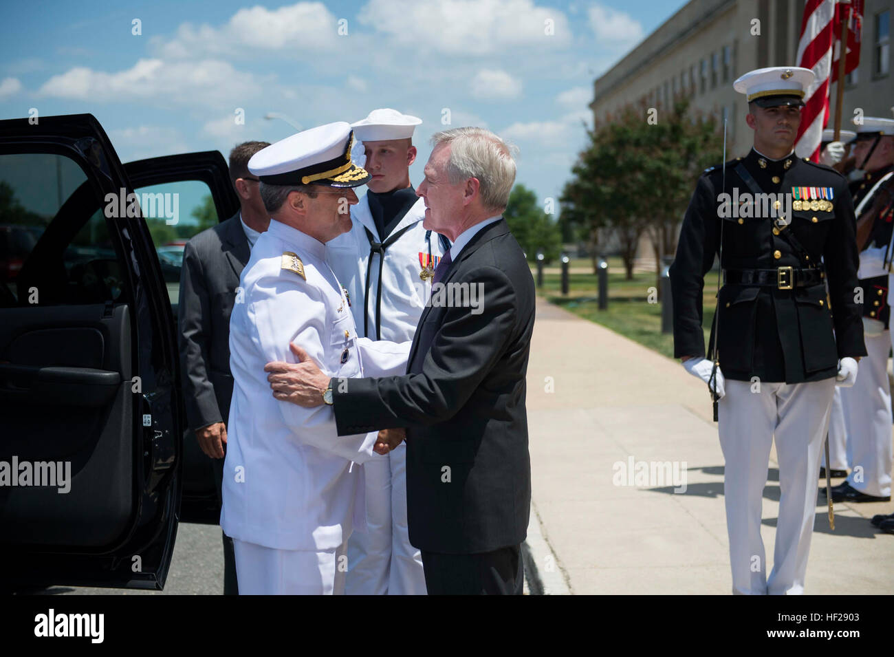 Secretary of the Navy Ray Mabus greets Adm. Vidal Francisco Soberon ...