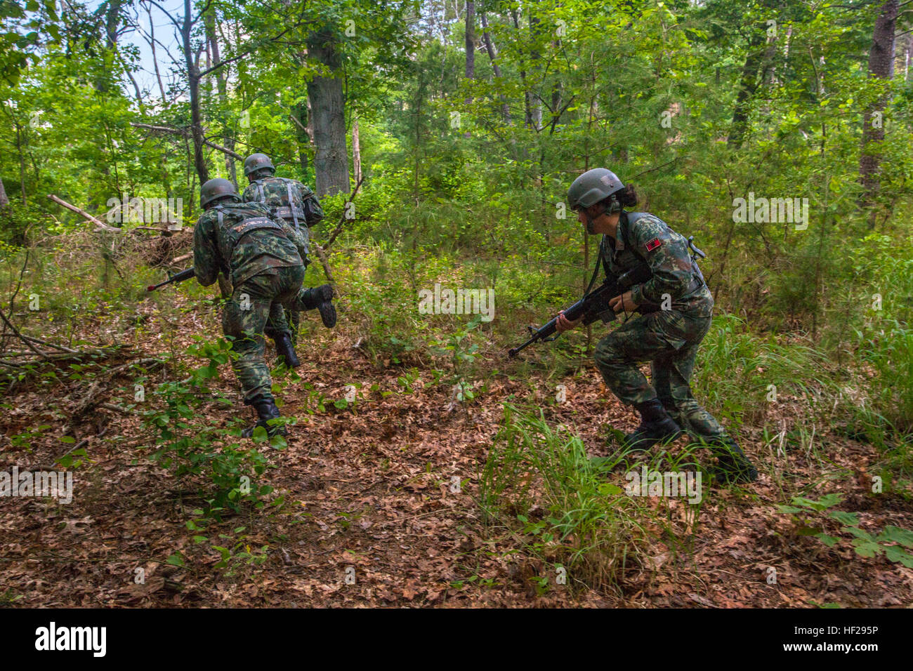 Albanian Officer Candidates advance on a machine gun position during an ...
