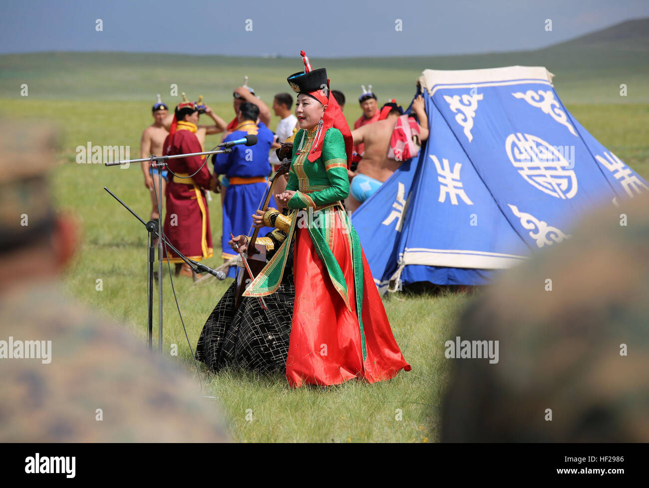 A mini-Naadam festival at Five Hills Training Area, Mongolia, features ...