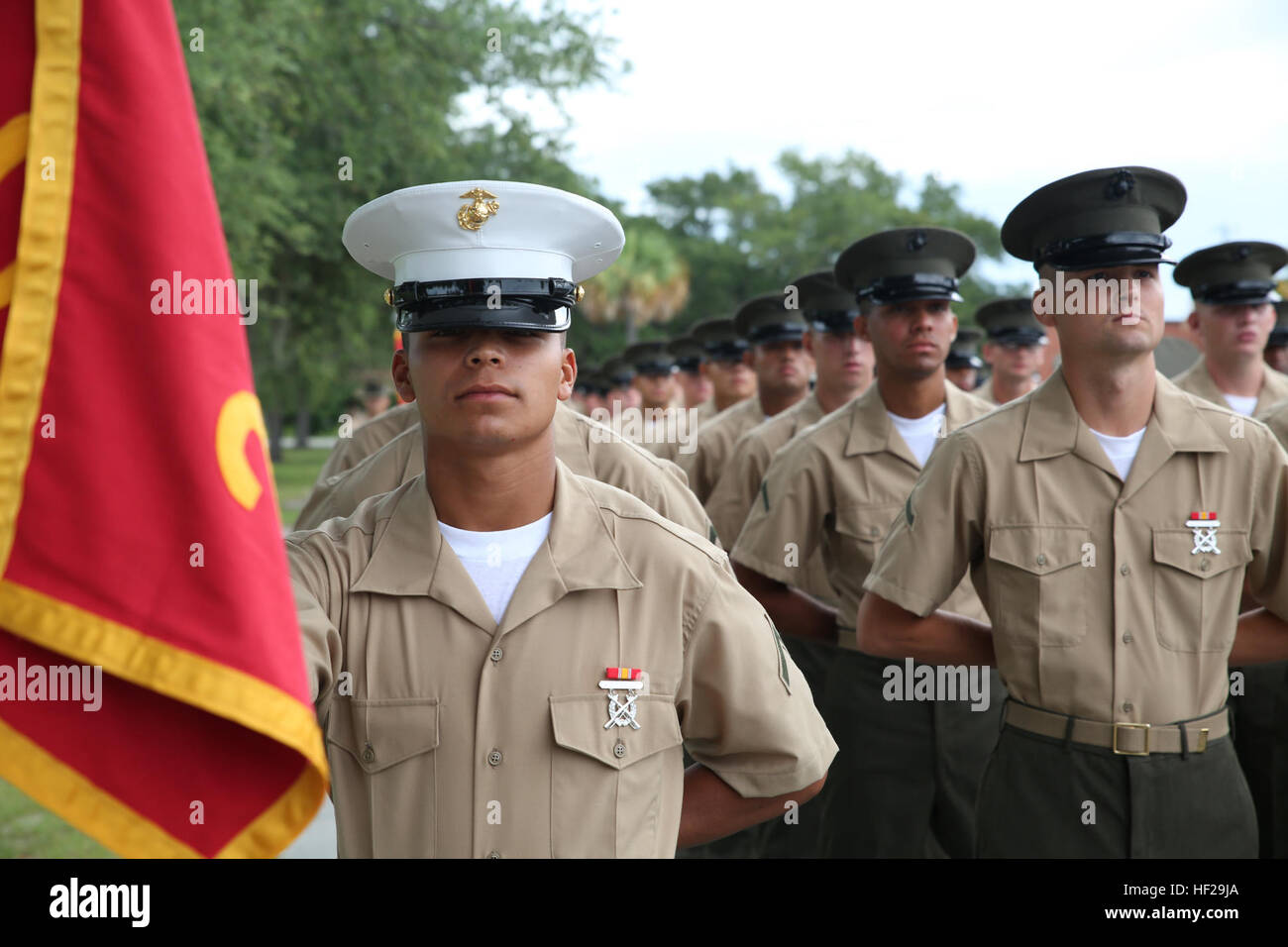 Pfc. Andrei Escobar, the honor graduate for platoon 2053 stands at ...