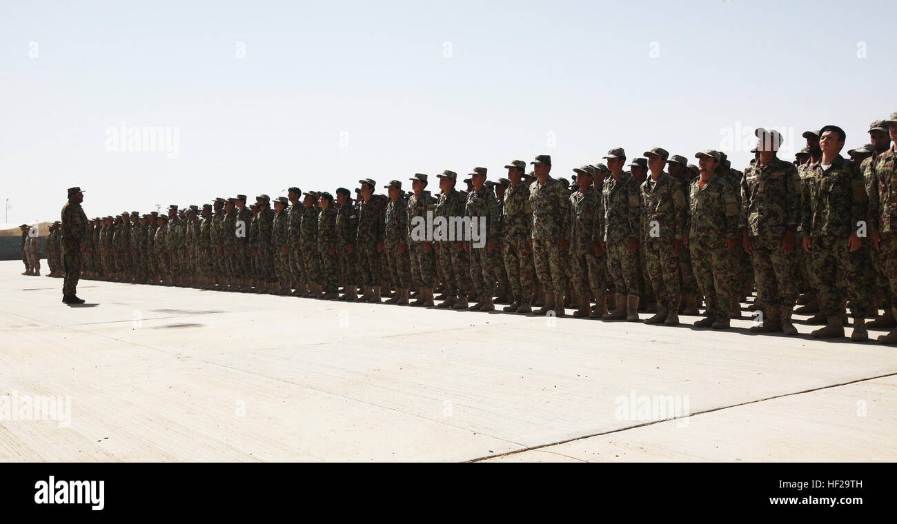 Afghan National Army soldiers with the 215th Corps stand in formation ...