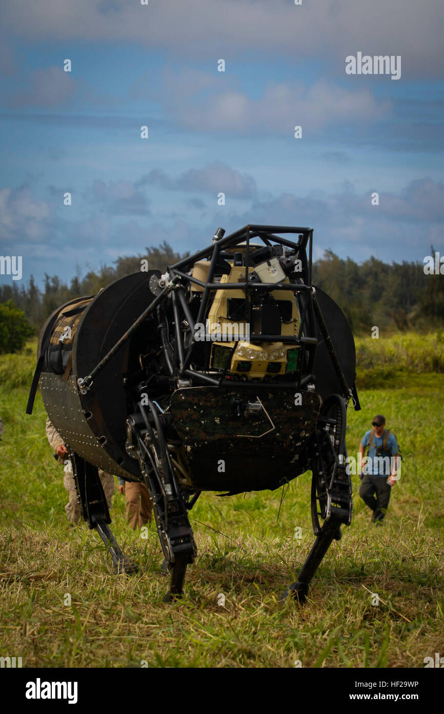 The Legged Squad Support System walks around the Kahuku Training Area ...