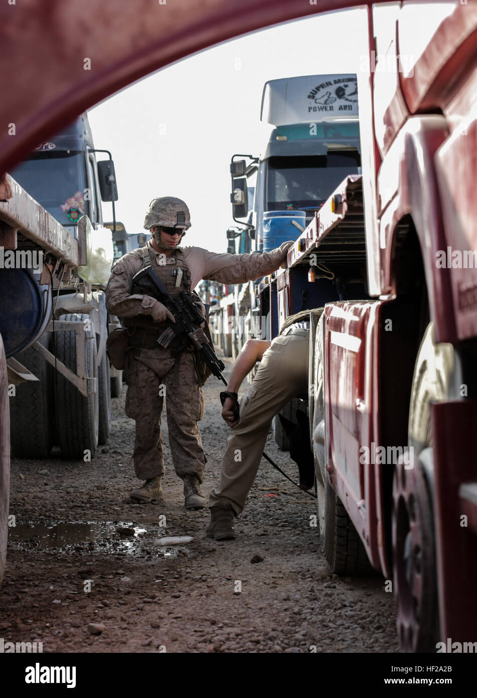 U.S. Marine Lance Cpl. Sam Verderame, a machine gunner with Weapons ...
