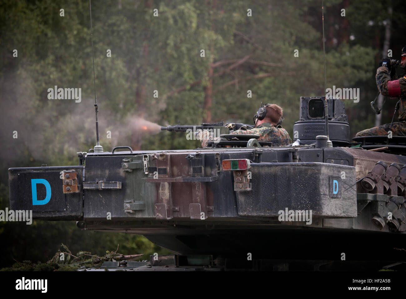 A German Army tank gunner on a Leopard 2 battle tank from the 104th ...