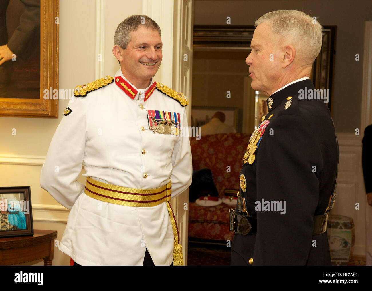 The Commandant of the U.S. Marine Corps, Gen. James F. Amos, right ...