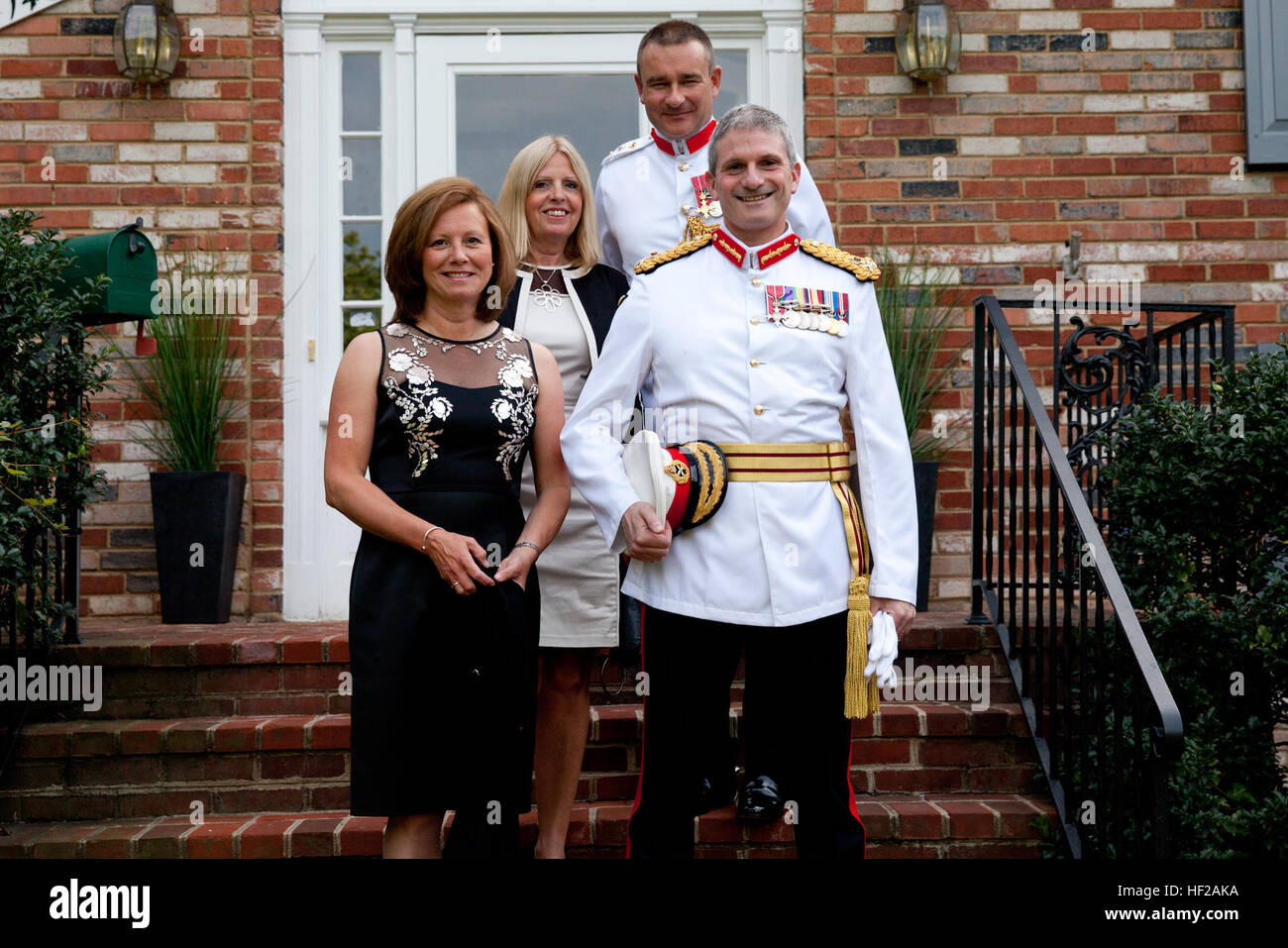 From left, Sue Smith; Helen Lister; British Royal Marine Attache Col ...