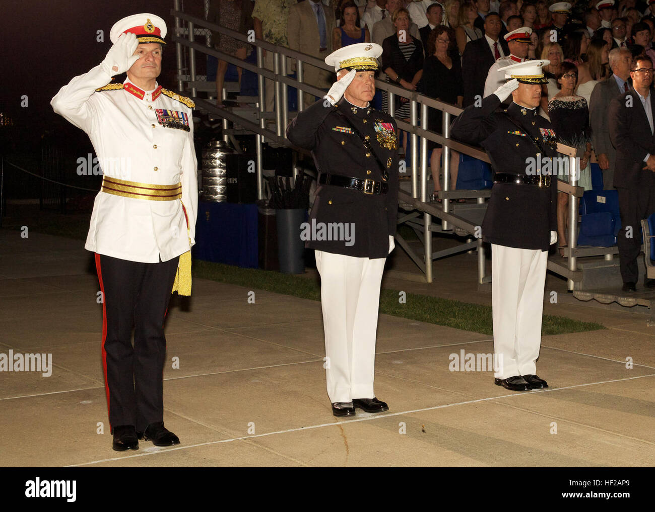 From left, the Evening Parade guest of honor, Commandant General of the ...