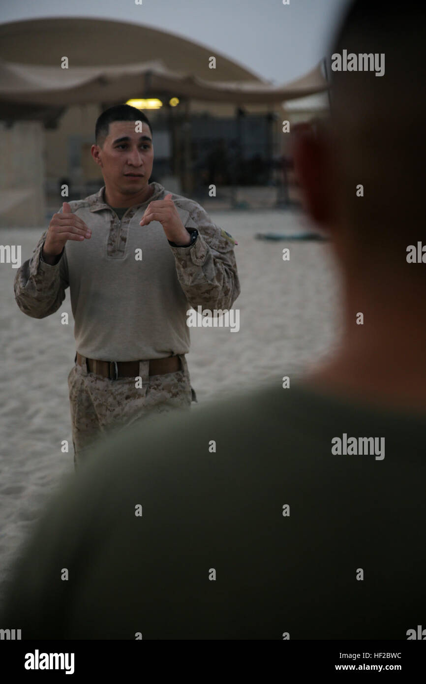 U.S. Marine Staff Sgt. Richard Lopez, a Task Force Belleau Wood guard ...