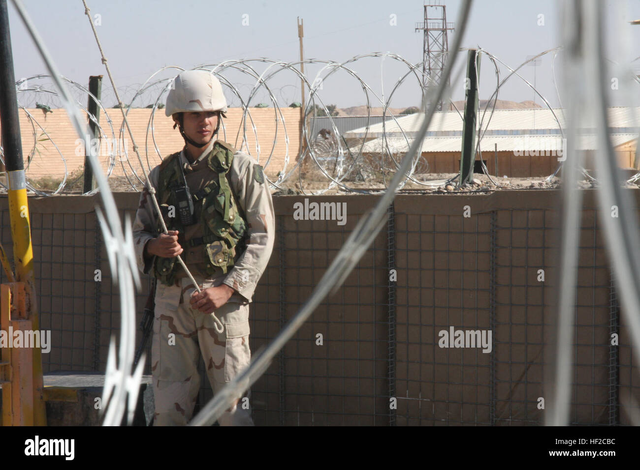 An Azerbaijani soldier closes the gate at entry control point 1 ...