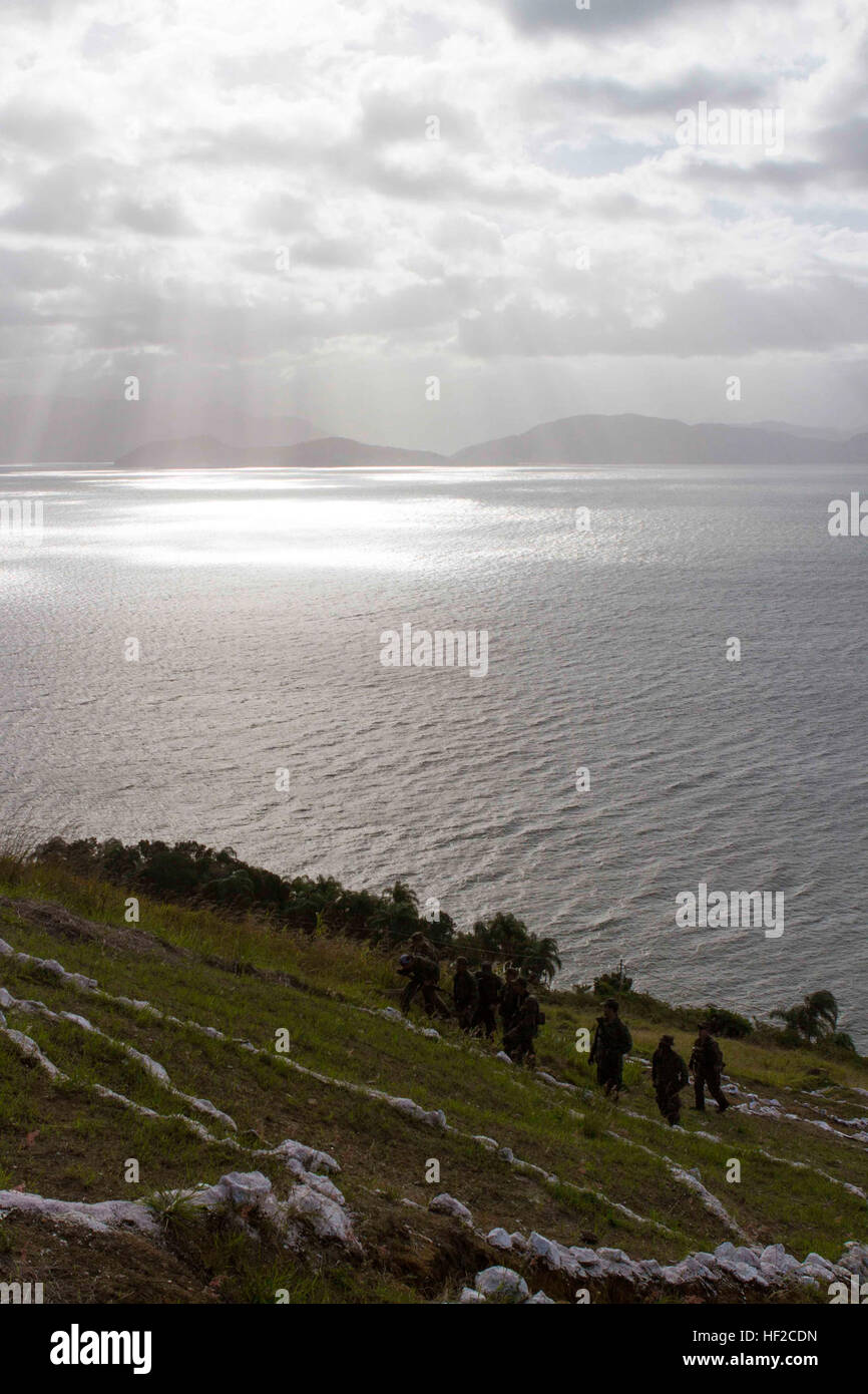 Brazilian Marines track simulated enemies up a mountain during a combat ...