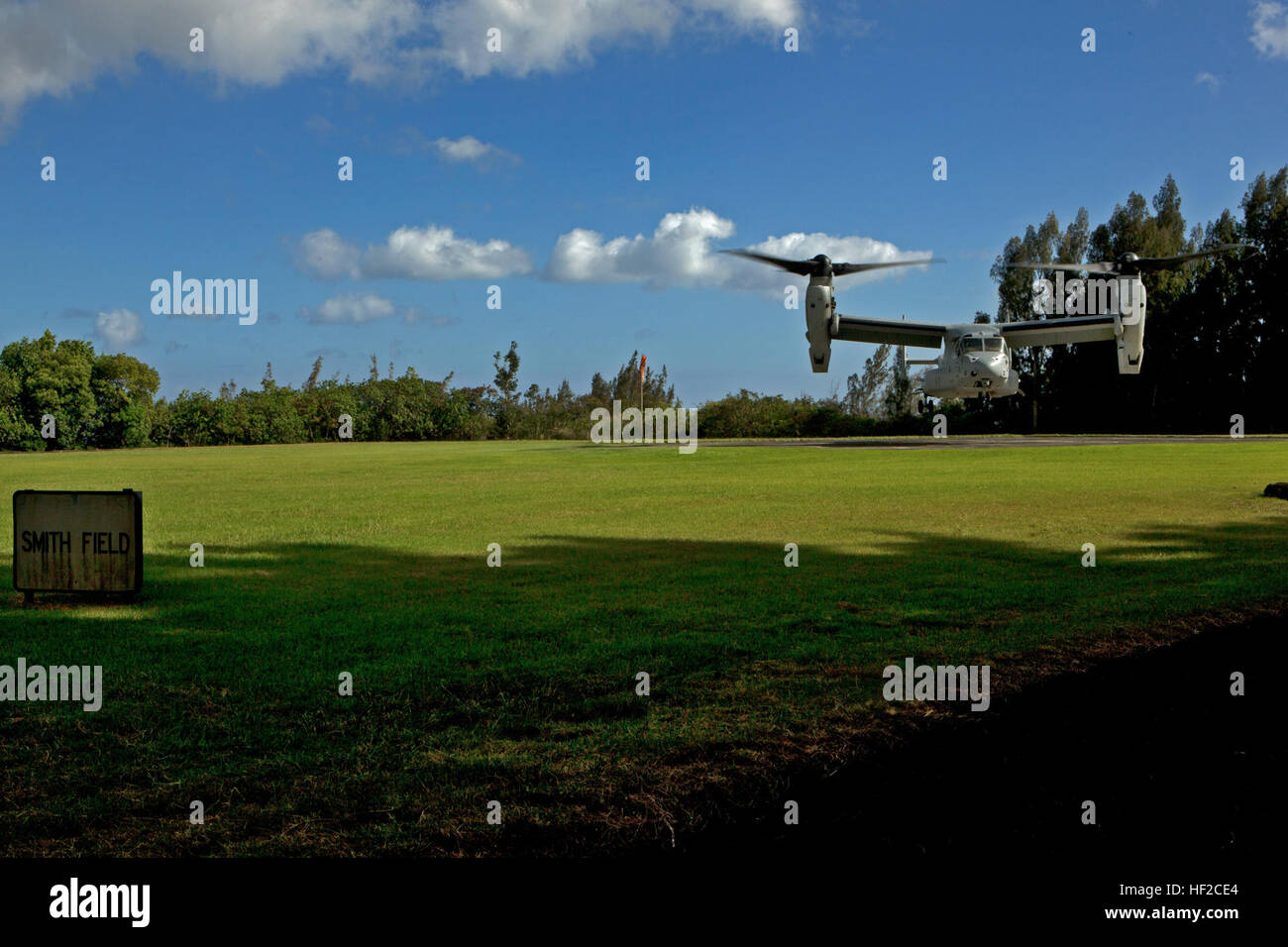 A MV-22 Osprey departs from Smith Field while carrying U.S. Marine ...