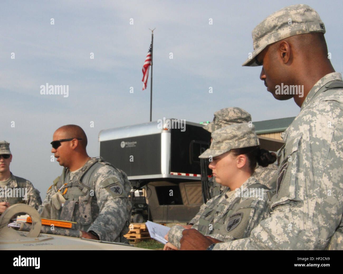 Staff Sgt. Hector Rivera, team NCOIC, briefs Bravo Company, 412th Civil ...