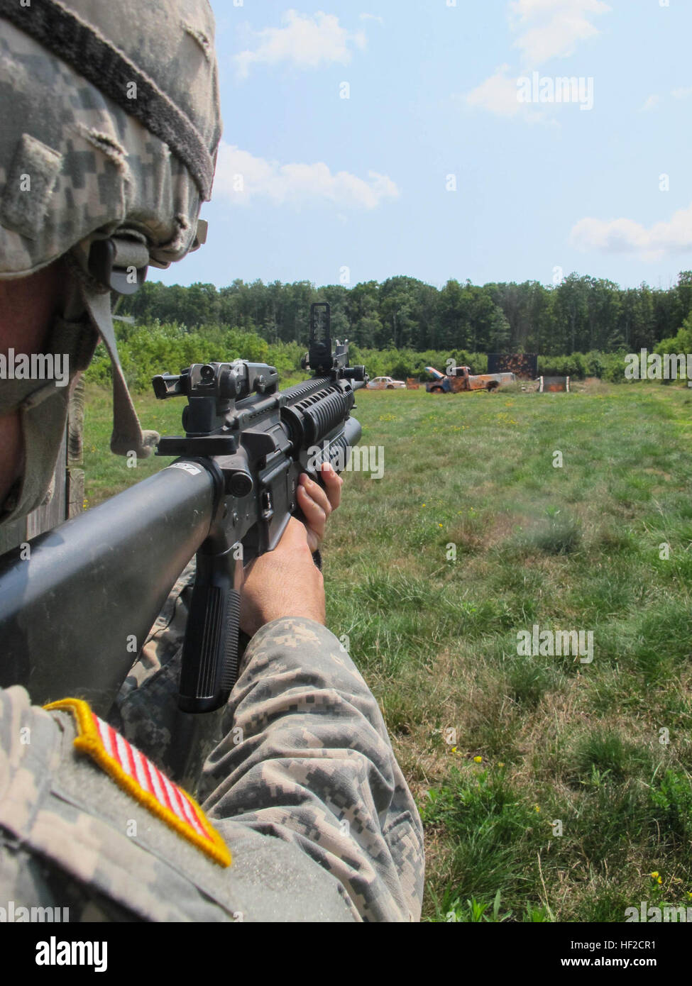 Sgt. Matthew Tower takes aim at a target during one of the exercises ...
