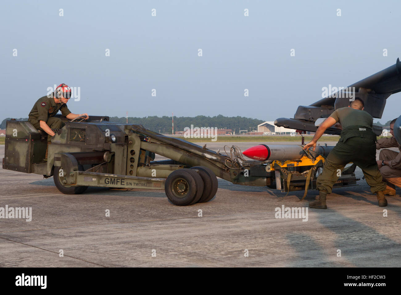 U.S. Marines, assigned to Marine Attack Squadron (VMA) 223, operate an ...