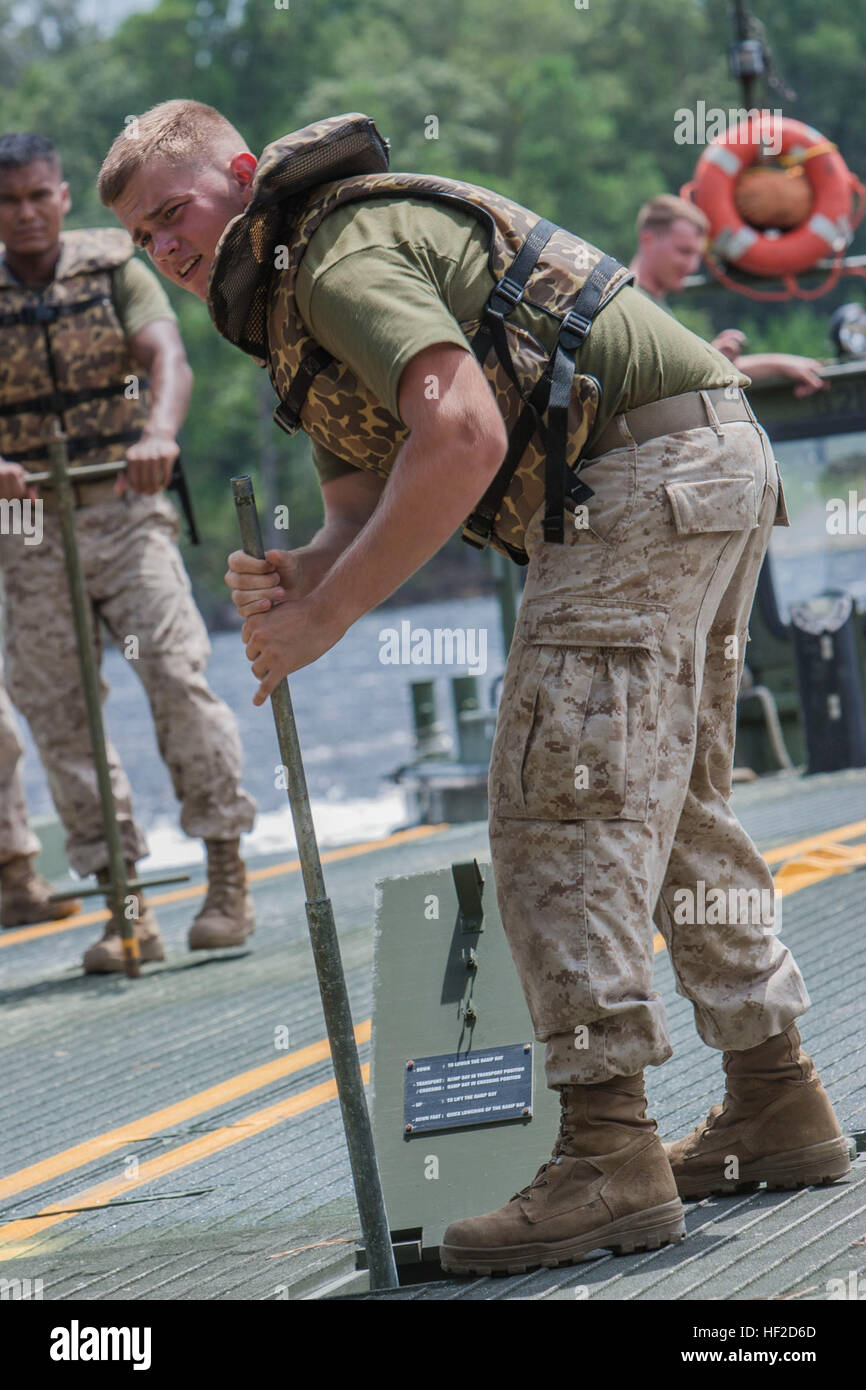 A U.S. Marine with Bridge Company (Bridge Co.), 8th Engineer Support ...