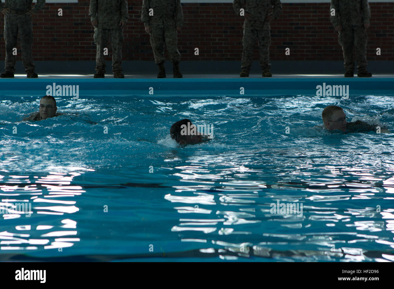 U.S. Marines participate in swim qualification in the area 5 swimming ...
