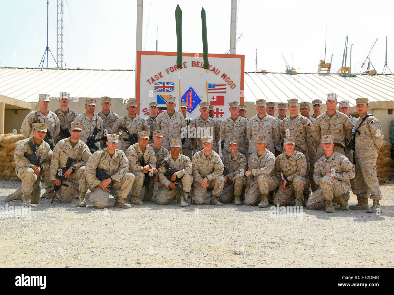U.S. Marines with 1st Marine Regiment pose for a group photo after the ...
