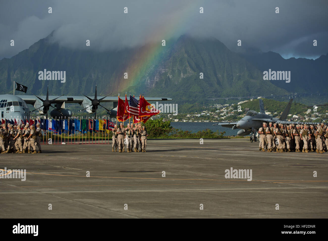 U.S. Marines with U.S. Marine Corps Forces, Pacific, march during the U ...