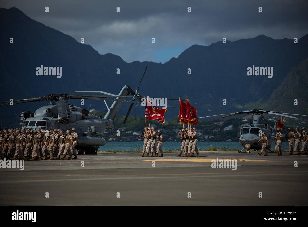 U.S. Marines with U.S. Marine Corps Forces, Pacific, march during the U.S. Marine Corps Forces ...