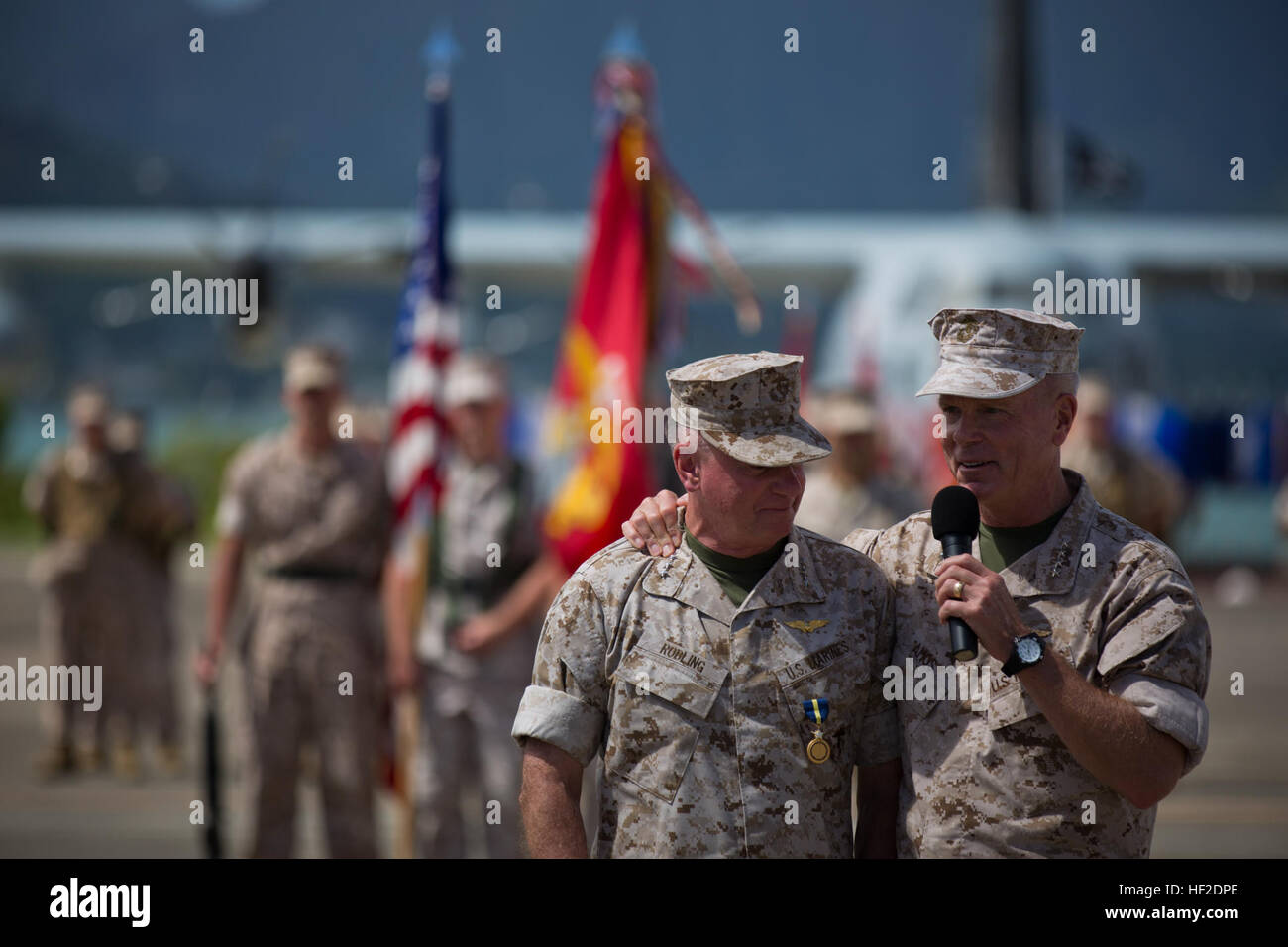 U.S. Marine Corps Commandant Gen. John F. Amos (right) talks about Lt ...