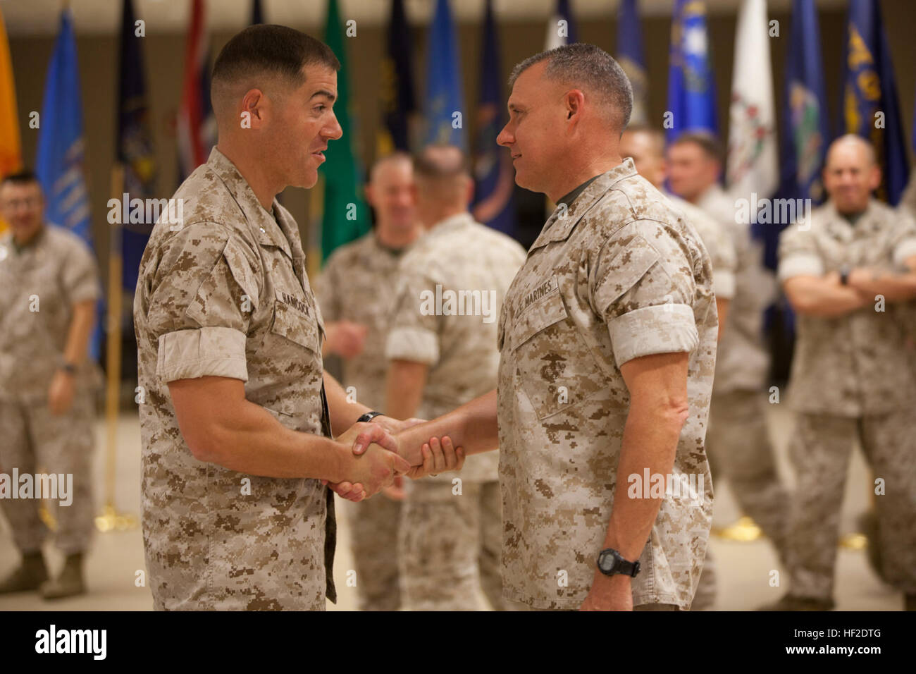 U.S. Marine Corps Lt. Col. Robert M. Hancock (left), commanding officer ...