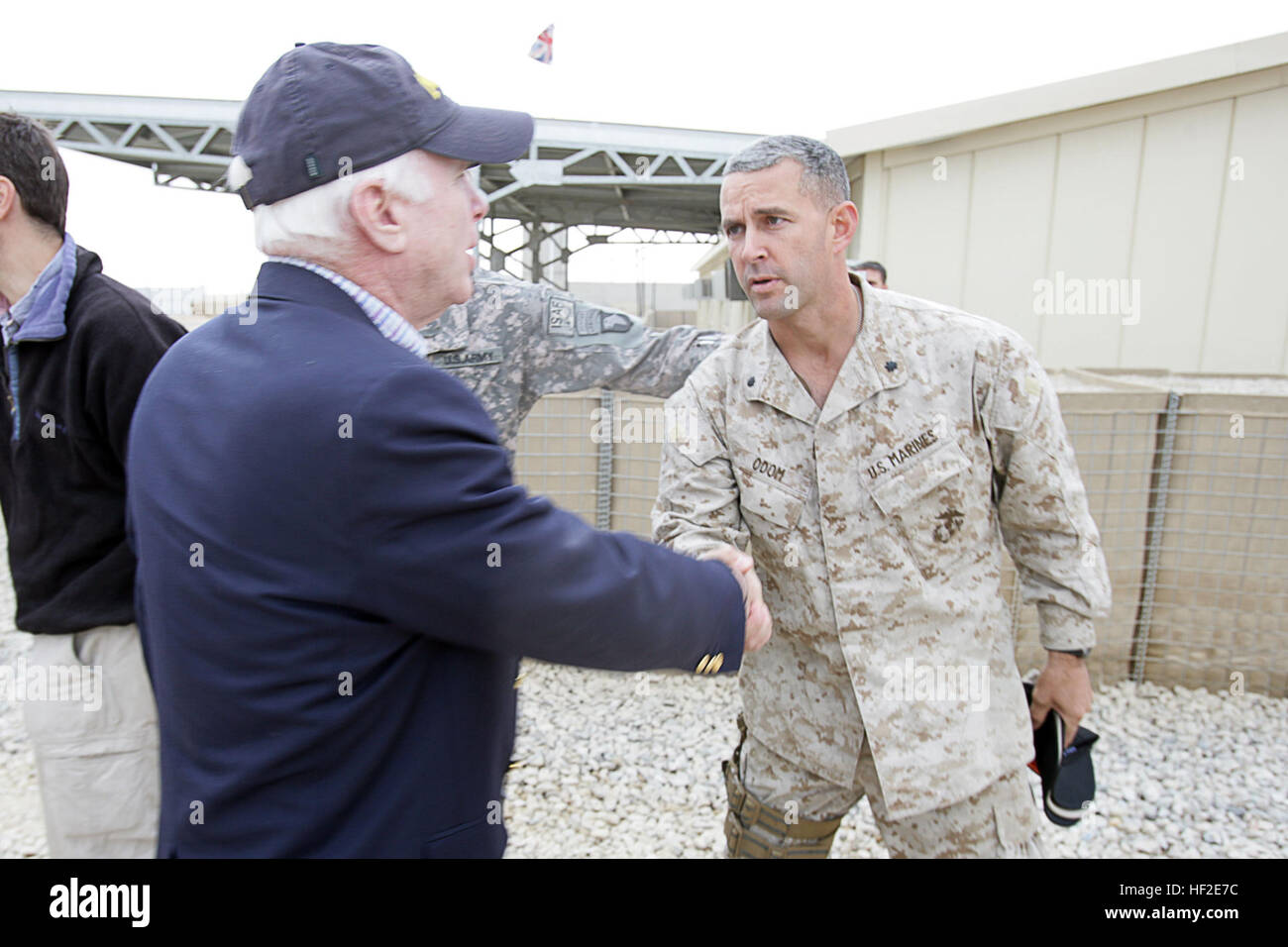 Lt Col. David L. Odom greets U.S. Senator John McCain Dec. 7 on Camp ...