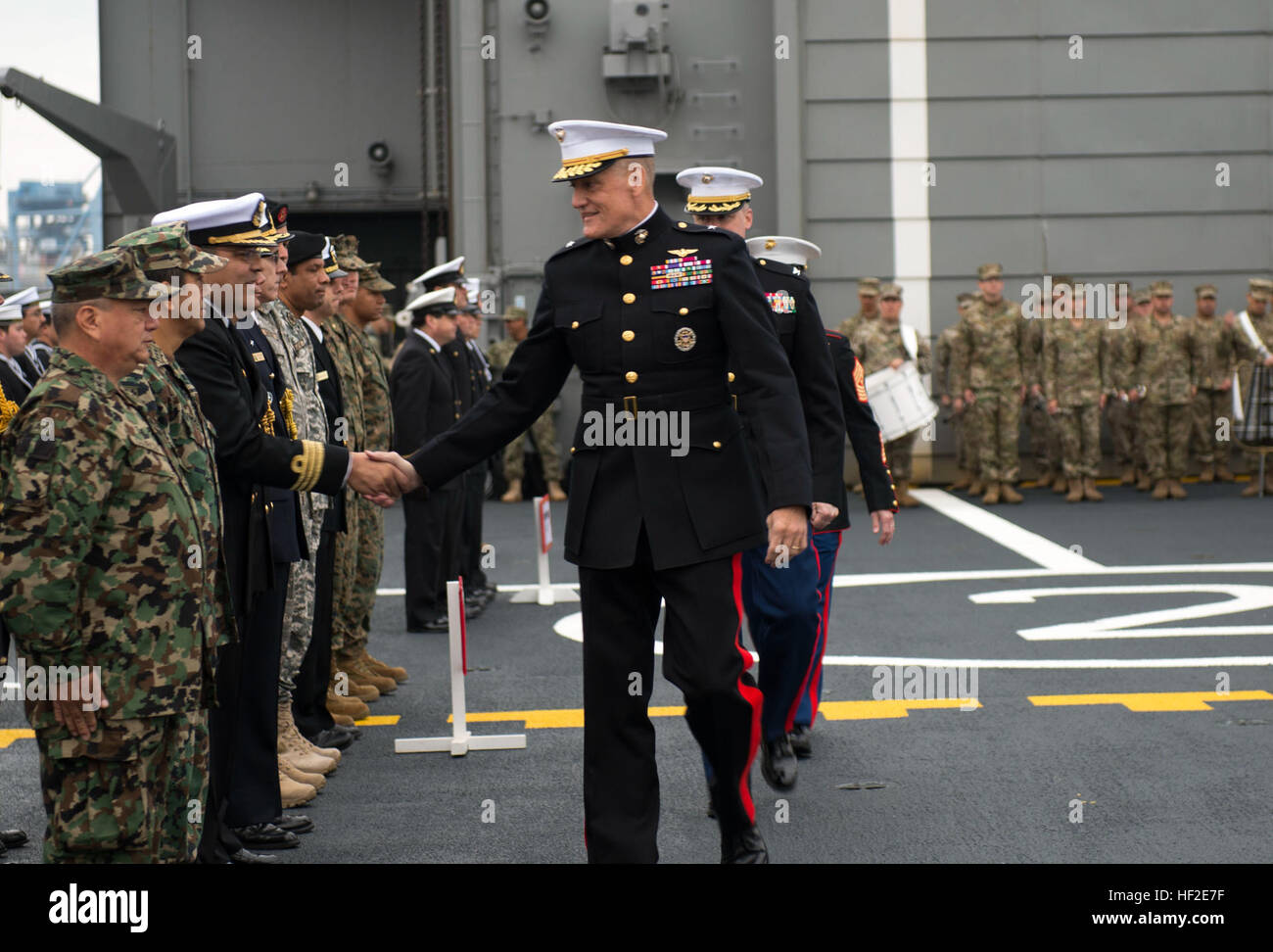 Brig. Gen. David Coffman, commander Marine Forces South, greets ...