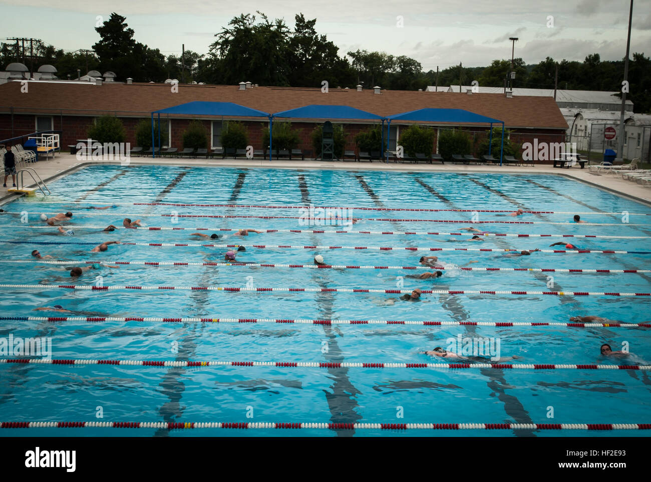 Contestants compete during the the swim portion of the Quantico ...