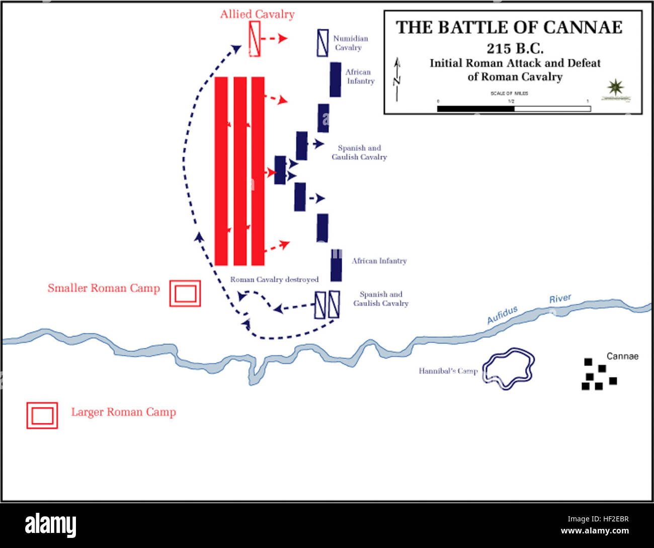 Battle of Cannae, 215 BC - Initial Roman attack Stock Photo - Alamy
