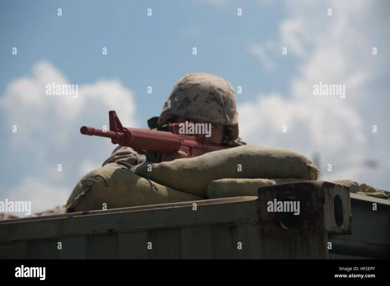 Cpl. Jesus A. Aguilar, from Chicago, Illinois, mans a defensive ...