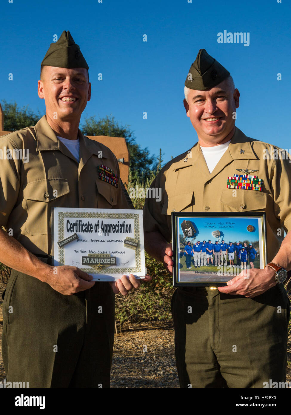 Col. Ricardo Martinez, right, the commanding officer of Marine Corps ...