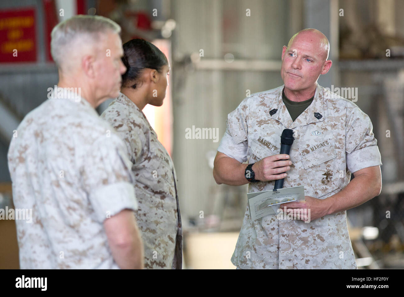Sergeant Major of the Marine Corps, Sgt. Maj. Micheal P. Barrett, right ...