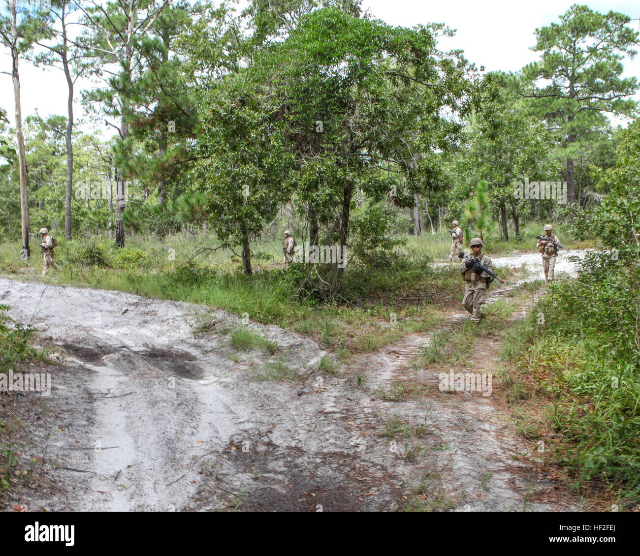 U.S. Marines with Combat Logistics Battalion 6 (CLB-6) conduct a patrol ...
