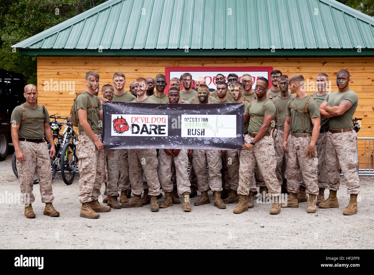 U.S. Marines, Marine Wing Support Sqaudron 271, gather for a group ...