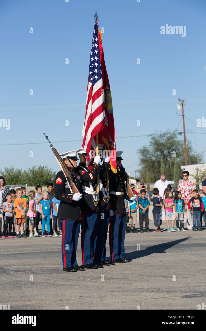 Marine Corps Logistics Base Barstow’s walking color guard stands at ...