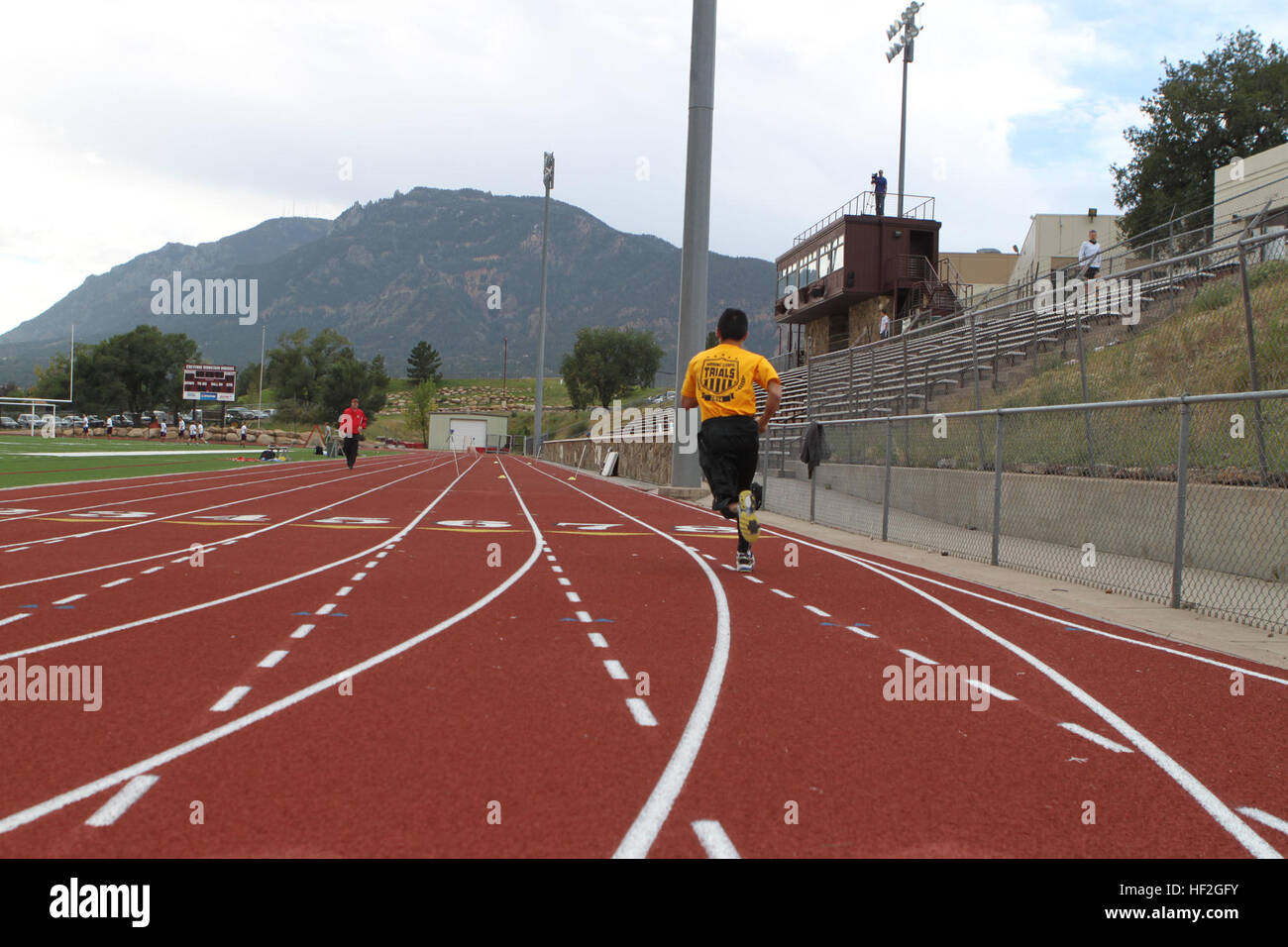Capt. Derek Liu, a native of Fullerton, California, runs timed sprints ...
