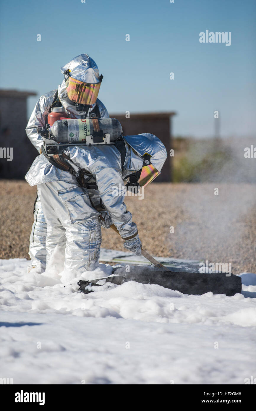 U.S. Marine Corps Aircraft Rescue and Firefighting Specialists, with ...